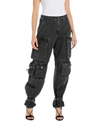 Replay Damen Jeans aus Baumwolle, Schwarz (Black 098), 27W