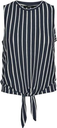 Vero Moda Vmlana SL Crop Top JRS GA, Bleu Marine/Rayures : Blanc Neige, M Femme