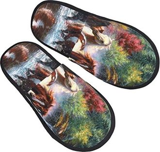 Generic Chaussons Femme Homme Chevaux Am&eacute;ricains Chaussures DInt&eacute;rieur Peluche Chausson DHiver Chaude Chaud Chaussons Pour H&ocirc;tel Ext&eacute;rieur Int&eacute;rieur M