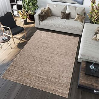Tapiso Sari Tapis Poils Courts Moderne Beige Mouchet&eacute; Uni Tapis Salon Chambre Adulte Salle &agrave; Manger Oeko-TEX R&eacute;sistant 120 x 170 cm