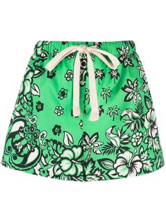 Red Valentino Shorts mit Blumen-Print - Gr&uuml;n