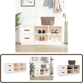 vidaXL Vidaxl - Banc à chaussures Blanc 100x34x45 cm Bois de pin massif - Banc Chaussure - Rangement Chaussures - Entrée - Bois Pin - Mobilier Intérieur