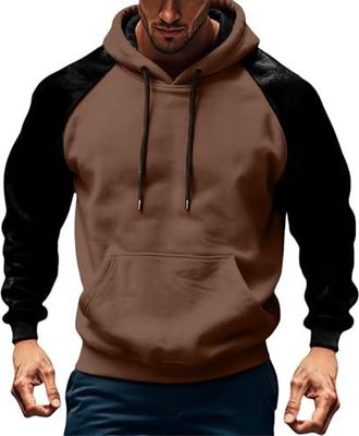 Generic Sweat &agrave; capuche surdimensionn&eacute; &agrave; manches longues avec imprim&eacute; animal, coupe d&eacute;contract&eacute;e pour homme, marron, 3XL