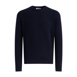 Gran Sasso Rundhals-Strickpullover mit Perlmuster - - Knitwear - Herren - Blau - XL