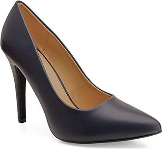 Andres Machado Stiletto en Simili Cuir -AM5585- Escarpins Bout Pointu - Talons Fin - Bleu Marine, EU 33