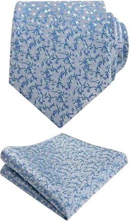 Alizeal Ensemble de cravate florale de 8 cm et carr&eacute; de poche pour mariage et f&ecirc;tes classiques avec mouchoir color&eacute; pour homme, taille unique