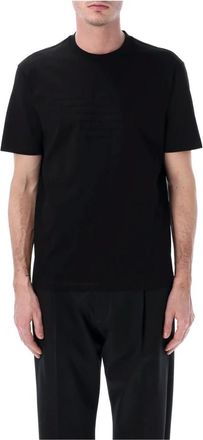 Emporio Armani Homme, Tops, Noir, Taille: L T-shirt en jersey avec logo intarsia assorti