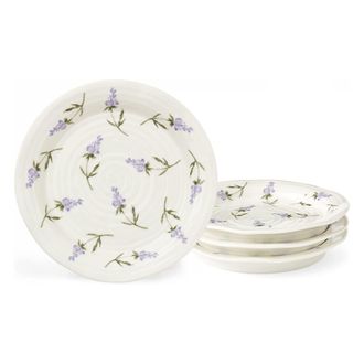 Portmeirion Sophie Conran Lavandula Beilagenteller-Set, 4 St&uuml;ck, Porzellan-Dessert, Vorspeisen, kleine Speiseteller, mikrowellen- und sp&uuml;lmaschinenfest, 15,2 cm D