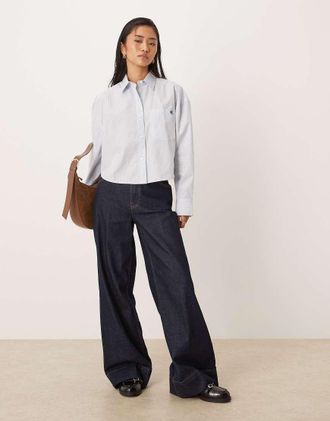 Calvin Klein Jeans Chemise d&eacute;contract&eacute;e en popeline de coton ray&eacute;e - Bleu