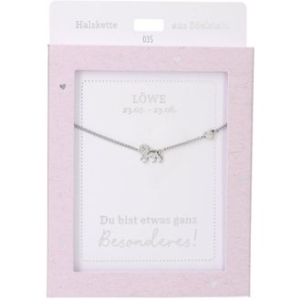 Depesche 13895.35 Halskette mit L&ouml;we und Herz, versilbert, variabel in der L&auml;nge tragbar (42 cm + 5 cm), als Geschenk oder kleine Aufmerksamkeit
