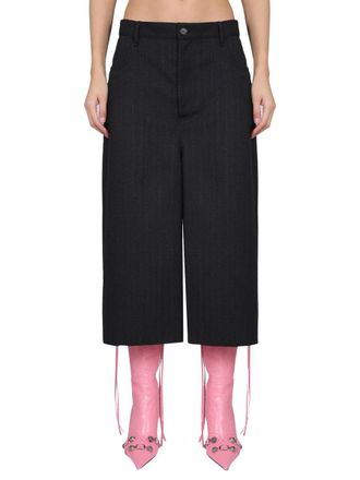 Balenciaga Loose-Fit Wool Bermuda Shorts - Black