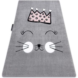 RugsX Kinderteppich petit cat katze krone grau grey 180x270 cm