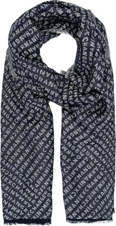 A|X Armani Exchange Homme, Accessoires, Bleu, Taille: ONE Size Écharpe en Mélange de Coton à Motif Bleu