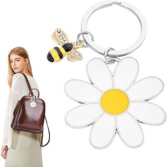 Generic Porte-cl&eacute;s mignon marguerite - Adorable porte-cl&eacute;s fleur abeille, ornement de charme &eacute;l&eacute;gant, accessoire l&eacute;ger et durable | D&eacute;coration de sac d&eacute;corati