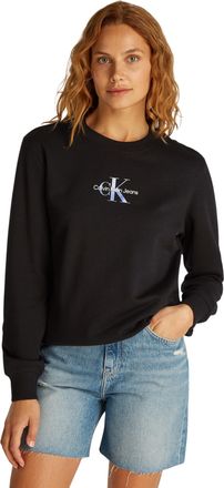 Calvin Klein Damen Sweatshirt Gradient Monologo Crewneck Regular Fit, Schwarz (Ck Black), XL