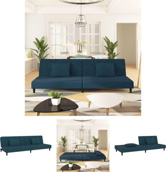 vidaXL The Living Store Schlafsofa 2-Sitzer mit 2 Kissen Blau Samt - Sofas