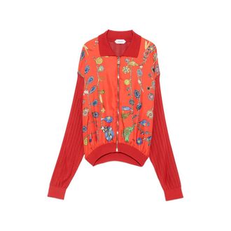 Versace Jewellery-print Pleated-sleeve Cardigan