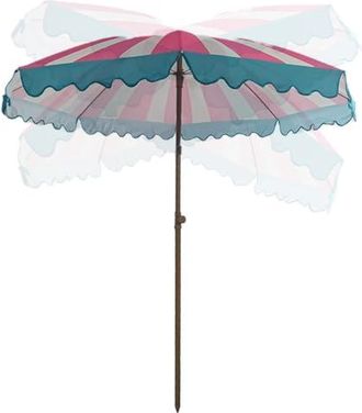 Generic Parasol de Plage Portable &Agrave; Rayures, Parasol de Terrasse Inclinable de 180 Cm, Protection UV, pour Jardin, Cour, Piscine