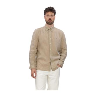Tommy Hilfiger Homme, Chemises, Beige, Taille: M Pigment Dyed Li Solid Rf Shirt