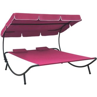vidaXL Vidaxl - Lit de repos dext&eacute;rieur avec auvent et oreillers Rose