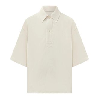 STUDIO NICHOLSON Half Placket SS Shirt - - Tops - Damen - Beige - 2XS