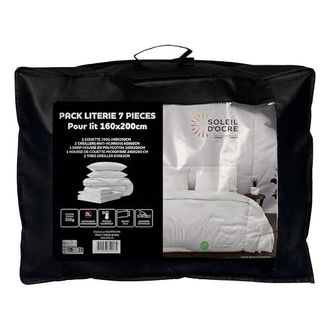 Soleil d'Ocre Ensemble Couette et Parure 7 Pièces Boheme Blanc pour lit en 160x200 cm