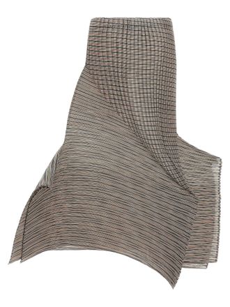 Issey Miyake Machine-Pleated Striped Skirt - Beige