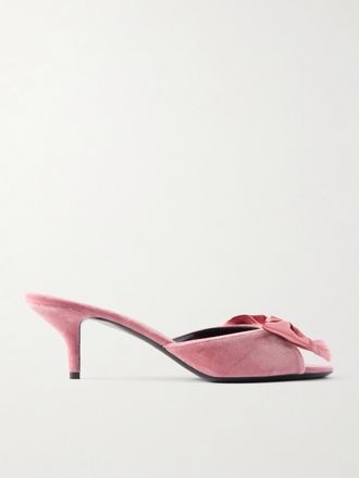 Valentino Garavani Marie A 55 Bow-detailed Satin-trimmed Velvet Mules - Pink