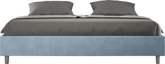ITYhome Letto Matrimoniale King Size Rivestito In Microfibra - Azelia - Colore: Azzurro - Tipologia Letto: Con Rete - Dimensione Rete: 200x200
