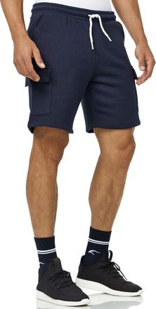 Indicode Herren Dannie Cargo Sweatshorts mit Kordelzug | Herrenshort Sport Trainingshose Navy, XL