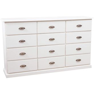Biscottini International Rustikale Kommode aus massivem Lindenholz mit antikwei&szlig;er Oberfl&auml;che L170xPR40xH100 cm. Made in Italy