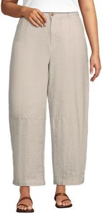 Lands End Leinen-Barrelhose mit Bundfalten, Damen, Größe:48 plus, Weiß, Leinen, by Lands End