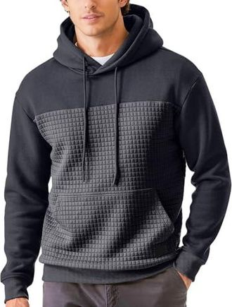 Generic Sweat à Capuche Chaud pour Homme, en Maille Polaire, Manches Longues, Cordon de Serrage et Poches
