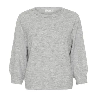 Kaffe Pull Gris Chin&eacute; avec D&eacute;tail Similisten - Femme - Pulls - Gris - Taille: 36 FR