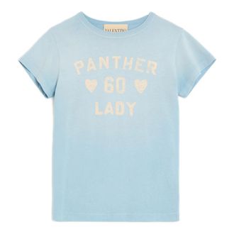 Valentino Garavani Femme, Tops, Bleu, Taille: 40 FR T-shirt en coton imprim&eacute;