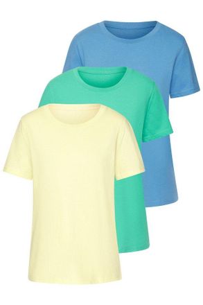 Beach Time T-Shirt mit modischem Schlitz am Saum (3er-Pack) aus hochwertiger Baumwoll-Qualit&auml;t