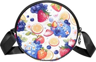 Generic Sac &agrave; bandouli&egrave;re Circle pour femme, petit sac &agrave; bandouli&egrave;re color&eacute; avec fermeture &eacute;clair, bretelles r&eacute;glables, sac &agrave; main rond d&eacute;contract&eacute; pour femme