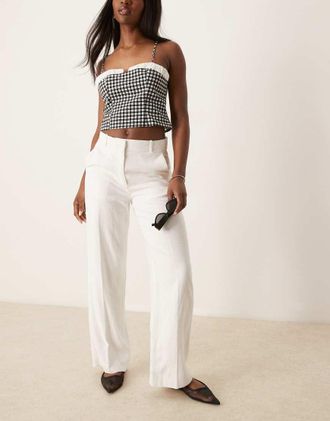 Abercrombie & Fitch Klassische Hose in Weiß mit hohem Bund und weitem Bein