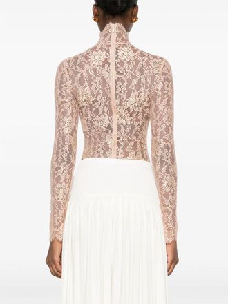 Valentino Floral Lace Bodysuit - Beige
