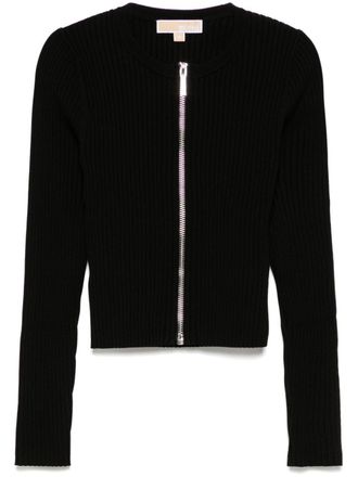 Michael Kors cardigan zippé en maille nervurée - Noir