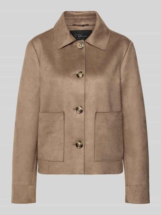 s.Oliver Black Label Regular Fit Jacke in Lederoptik mit Umlegekragen