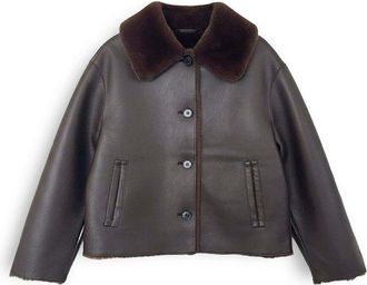 OPUS Winterjacke Hafellda aus glatter Lederoptik Gerader Schnitt mit Umlegekragen und zwei Tragevarianten