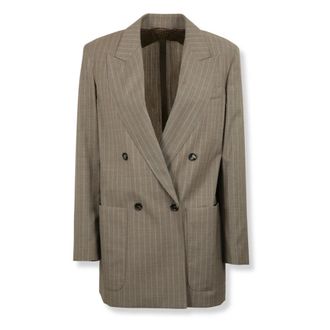 Max Mara Over Blazer aus Nadelstreifen-Wolle - - Jackets - Damen - Grau - XS