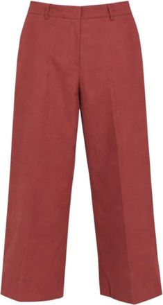 Max Mara Femme, Pantalons, Rouge, Taille: 46 FR Pantalon en toile de coton et lin