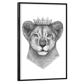 artboxONE Poster mit schwarzem Rahmen 30x20 cm Prints & Kunstdrucke Tiere The lion prince - Bild l&ouml;we kind l&ouml;we