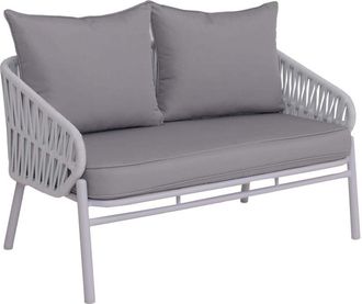 Hhg [NEUWERTIG] Aluminium-Gartenbank HHG-220, Gartensofa Outdoor Sitzbank, Seilgeflecht Rope Stoff/Textil (180g/m&sup2;) hellgrau