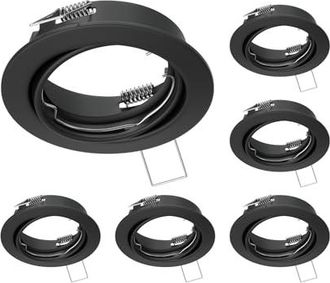 LEDs Com 6 cadres dencastrement au plafond FERE, rond, pivotant, noir mat