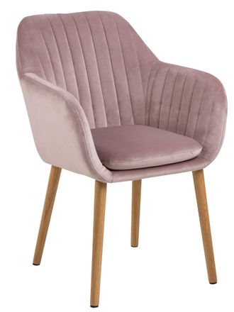 AC Design Furniture Wendy Esszimmerstuhl 1 Stück, Rosa Küchenstuhl, Polstersitz in Samt und Holzbeine auf Eiche, Altrosa/Natur, B: 57 x H: 83 x T: 61 cm
