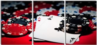 Pixxprint Spielkarten als XXL Leinwandbild in Übergröße 210x100cm Gesamtmaß 3 teilig, Wandbild, Kunstdruck