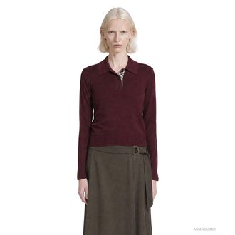 Burberry Long Sleeve Wool Polo Shirt